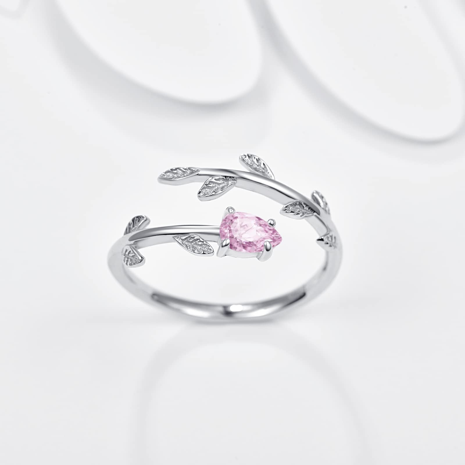 PRAYMOS 925 Sterling Silver Pink Rings October Birthstone Ring Weddding Promise Cute Rings Christmas Gifts