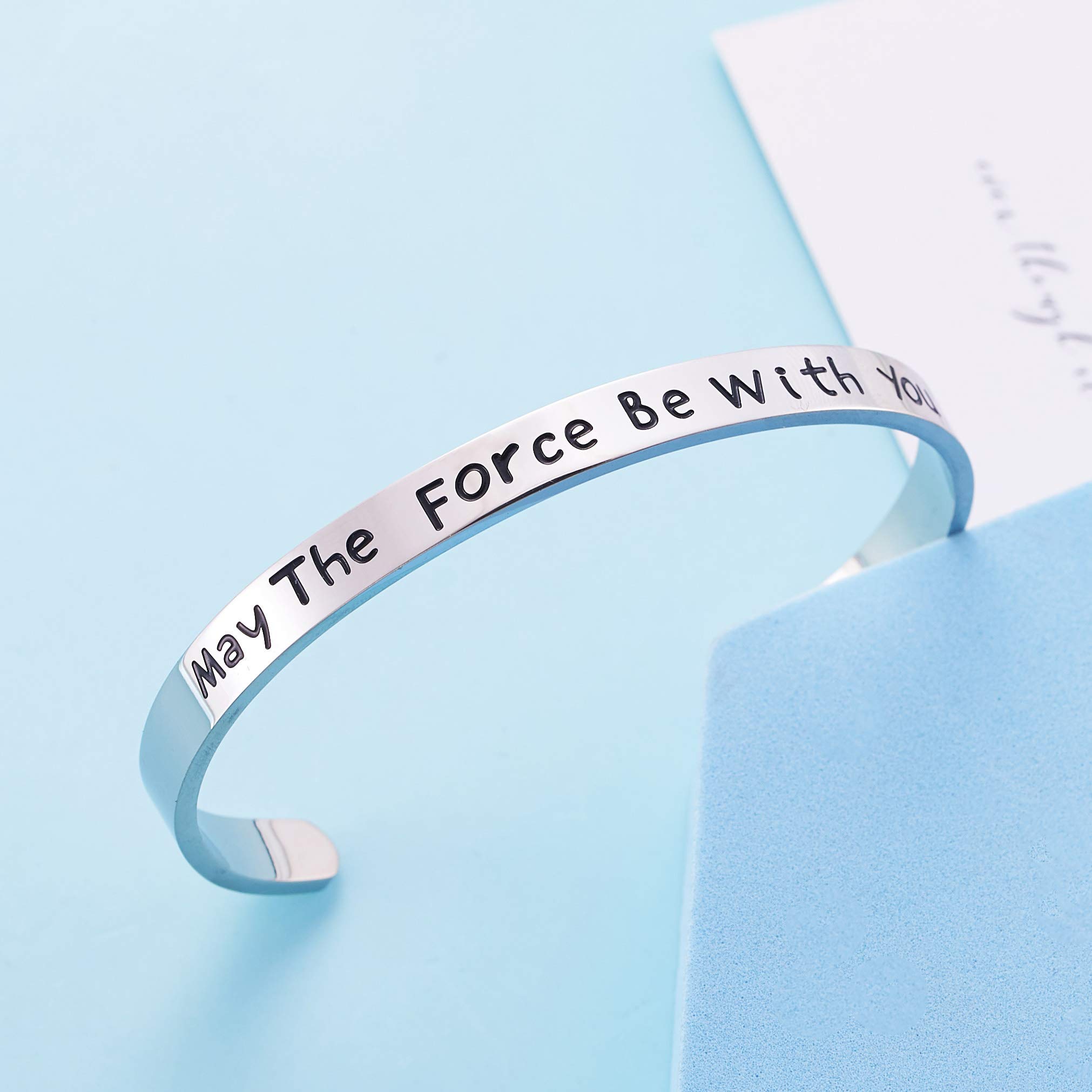 LParkin Star Wars Decor Bracelets For Women Man Starwars Gifts May The Force Be with You Cuff Bracelet