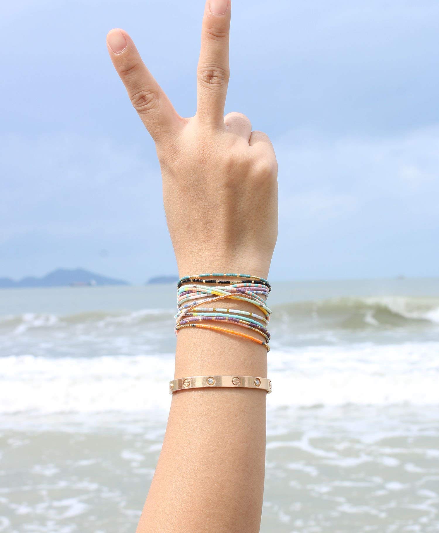 KELITCH Miyuki Mix Beads Bracelets for Women Friendship Bracelets Handmade Wrap Bracelets Bangle