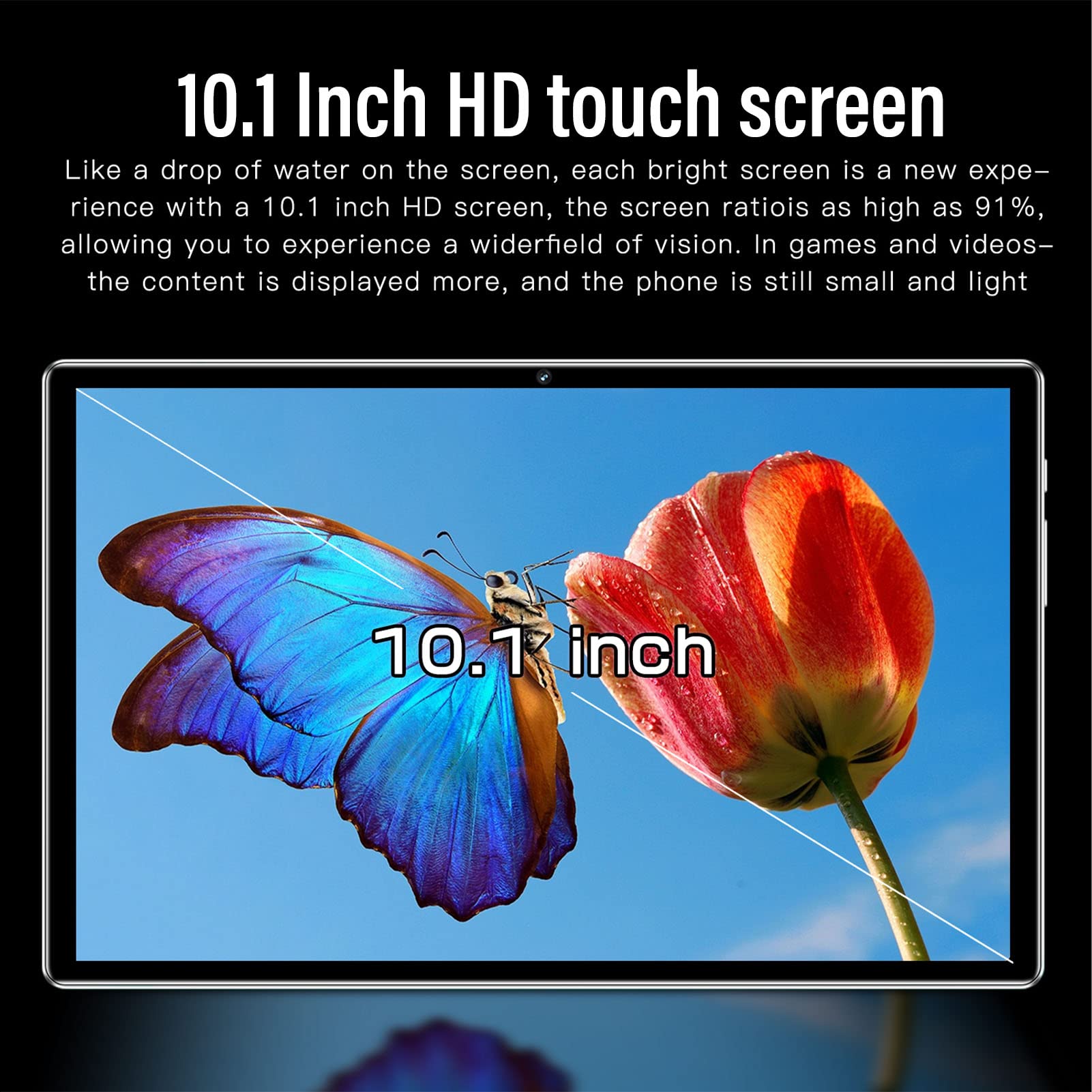 MAVIS LAVEN 10.1 Inch Tablet, 5G WiFi 2 in 1 8GB RAM 256GB ROM 100-240V 10.1 Inch Tablet PC Multifunction Electronic Book for Work for Learning for Android 12.0 (US Plug)