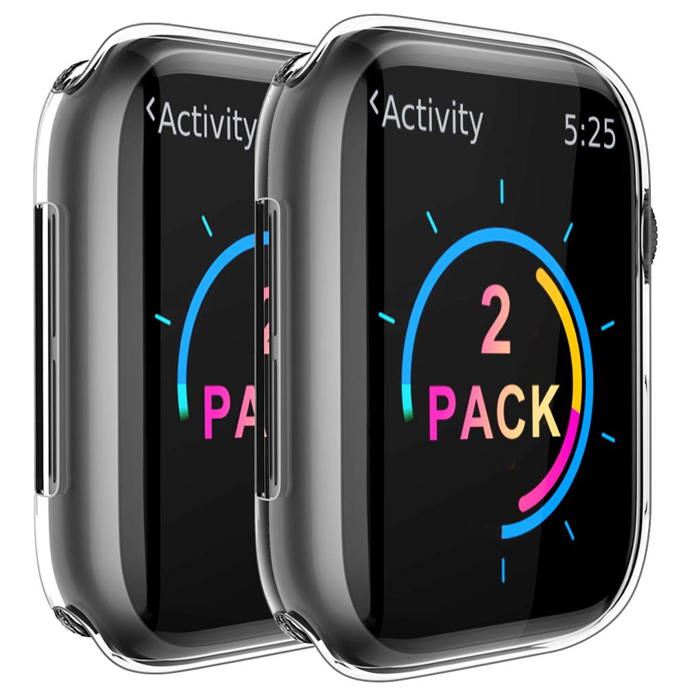 Lelong [2 Pack] Case for Apple Watch Series SE/6/5/4 Screen Protector 44mm, Soft TPU All-Around Clear Protective Case Cover for iWatch Series SE Series 6/5/4