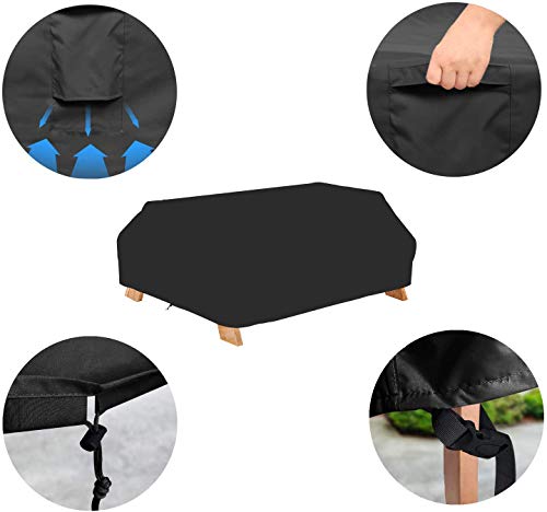 StorMaster Outdoor Picnic Table Cover Waterproof Heavy Duty 70 72 Inch Patio Picnic Kitchen Table Bench Seat Cover Winter, Black