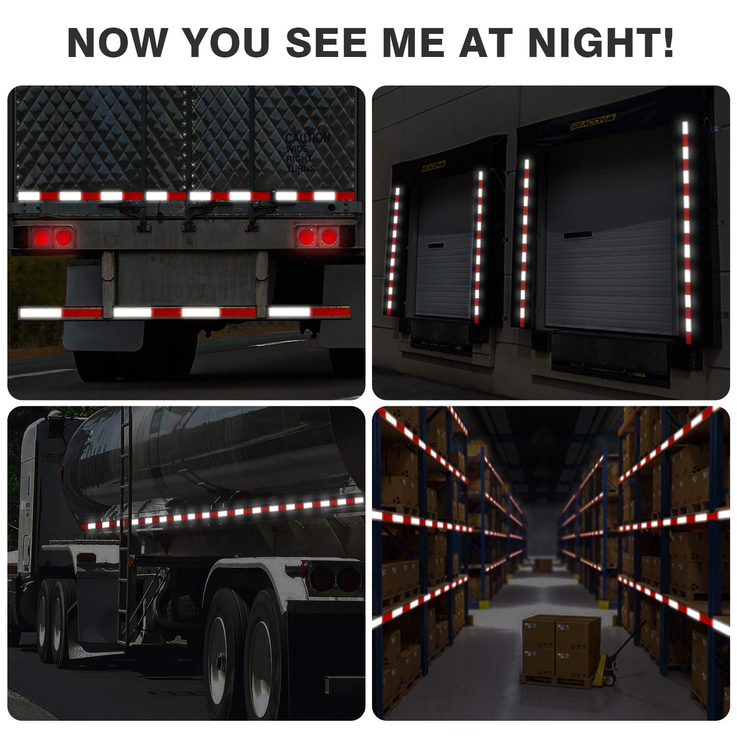 Kohree Reflective Safety Tape 2" x 30ft, DOT-C2 Approved Red White Waterproof Reflector Tape for Trailer, RV, Heavy Vehicle, Camper, Boat