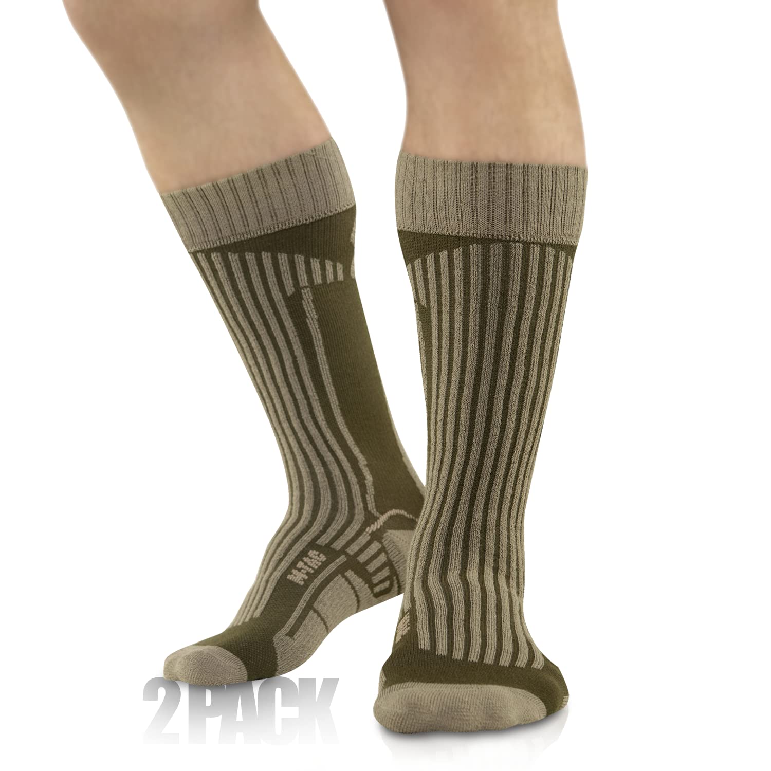 M-Tac Military Mid Calf Boot Socks 2 Pack - Wick Dry Men Coolmax RibTop Nylon Army Combat Socks (OCP, L)