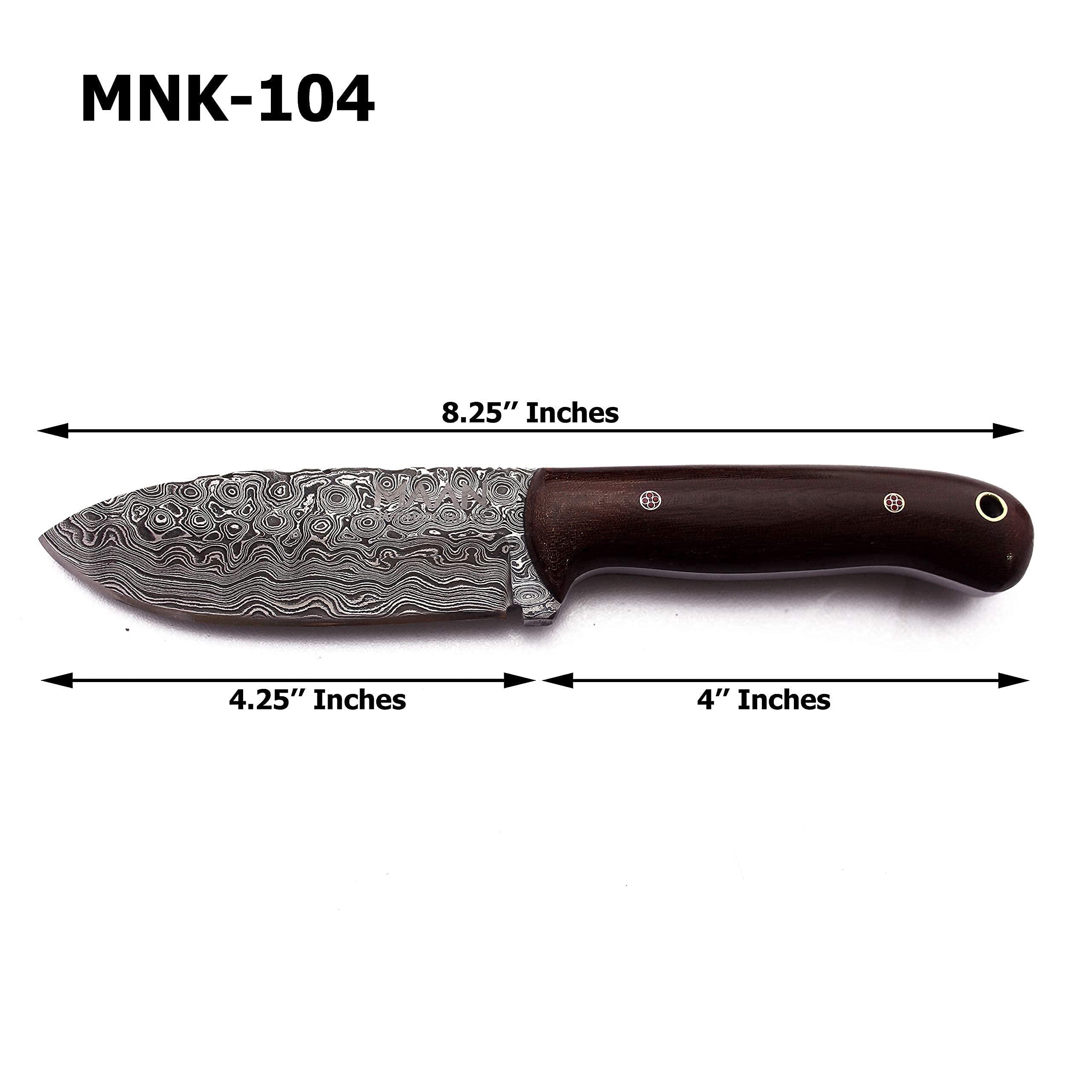 MAAN Handmade Damascus Fixed Blade Knife with Micarta & Bone Handle - Survival, Tactical and Camping - Damascus Steel Knife - Damascus Hunting Knife with Right Hand Cross Draw Leather Sheath