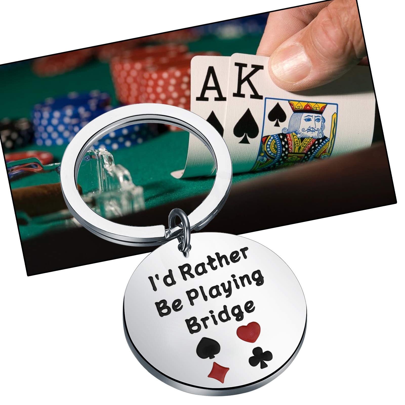 LQRI Bridge Gift Bridge Player Gift Bridge Athletes Gift I’d Rather Be Playing Bridge Keychain Bridge Lover Gift (K bridge)