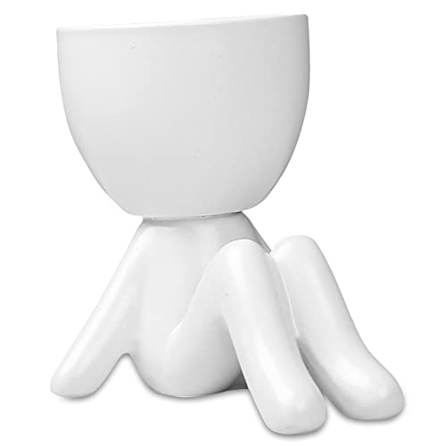 SvaTao Cute Humanoid Ceramic Doll Flower Pot Decorative Pot,Succulent Flower Cactus Bonsai Planter Pots Container Creat Design for Flower Shops, Home Office Decor, Cafes, Wedding Venues, etc