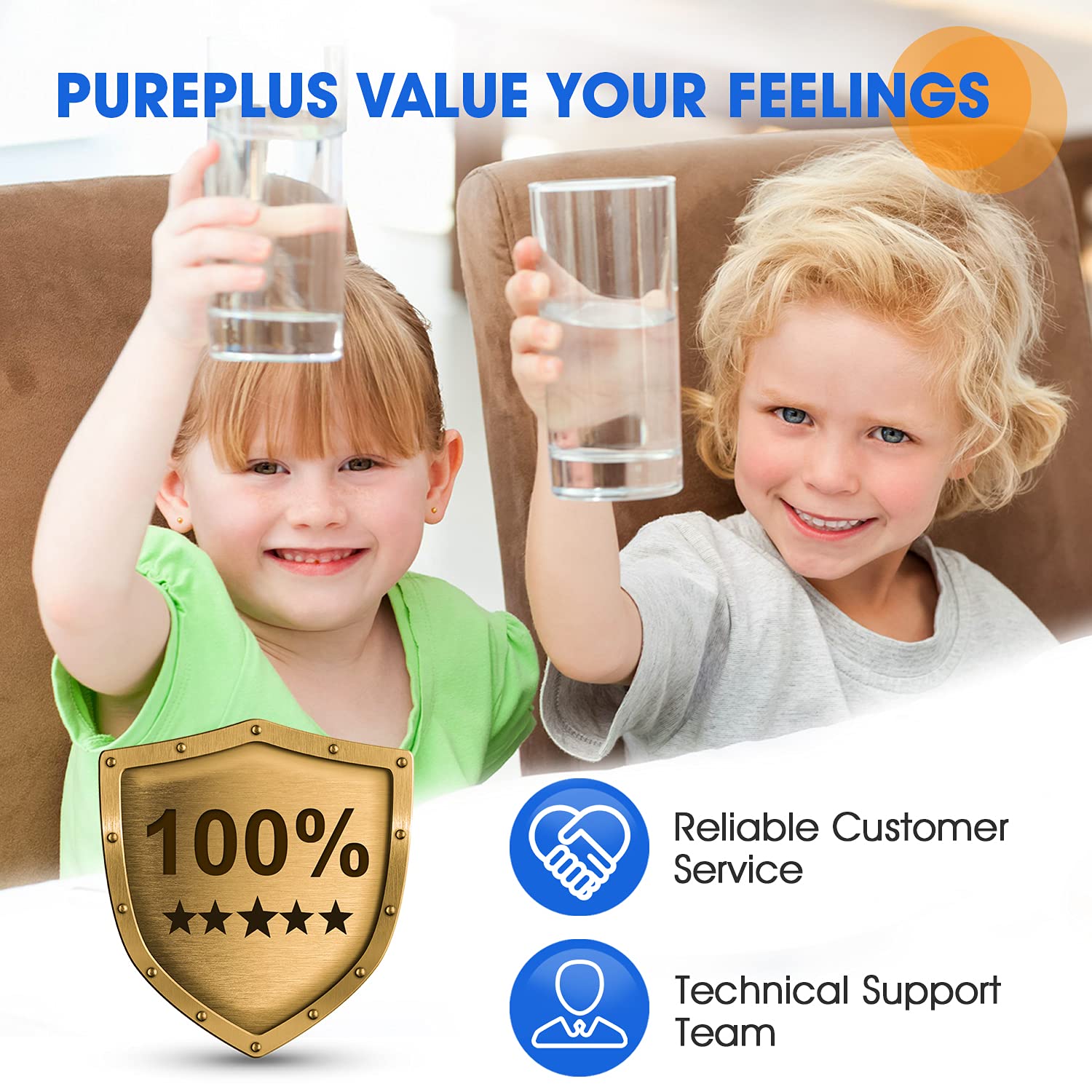 PUREPLUS 5 Micron 20" x 4.5" Whole House Sediment Home Water Filter Replacement Cartridge, Compatible with FPMB5-20, AP810-2, 155358-43, SDC-45-2005, 2PP20BB1M, P5-20, FP25B, 2 Pack