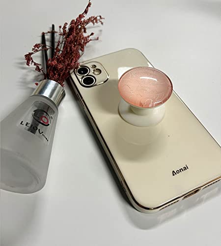WUYULB Clear Glitter Pink Rose Gold Marble Design Expandible Collapsible Mobile Phone Grip Cell Phone Stand Holder for Smartphones Cellphone Accessory