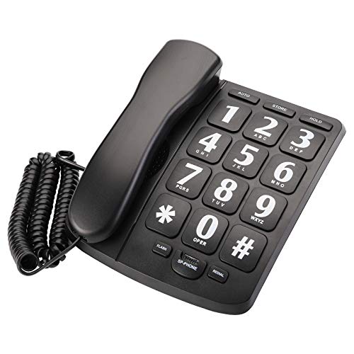 Suwimut Big Button Phone for Senior, Amplified Large Button Corded Phone for Senior, Landline Phone for Home Wall or Desk with Speaker and Memory, Wall Mountable, Black