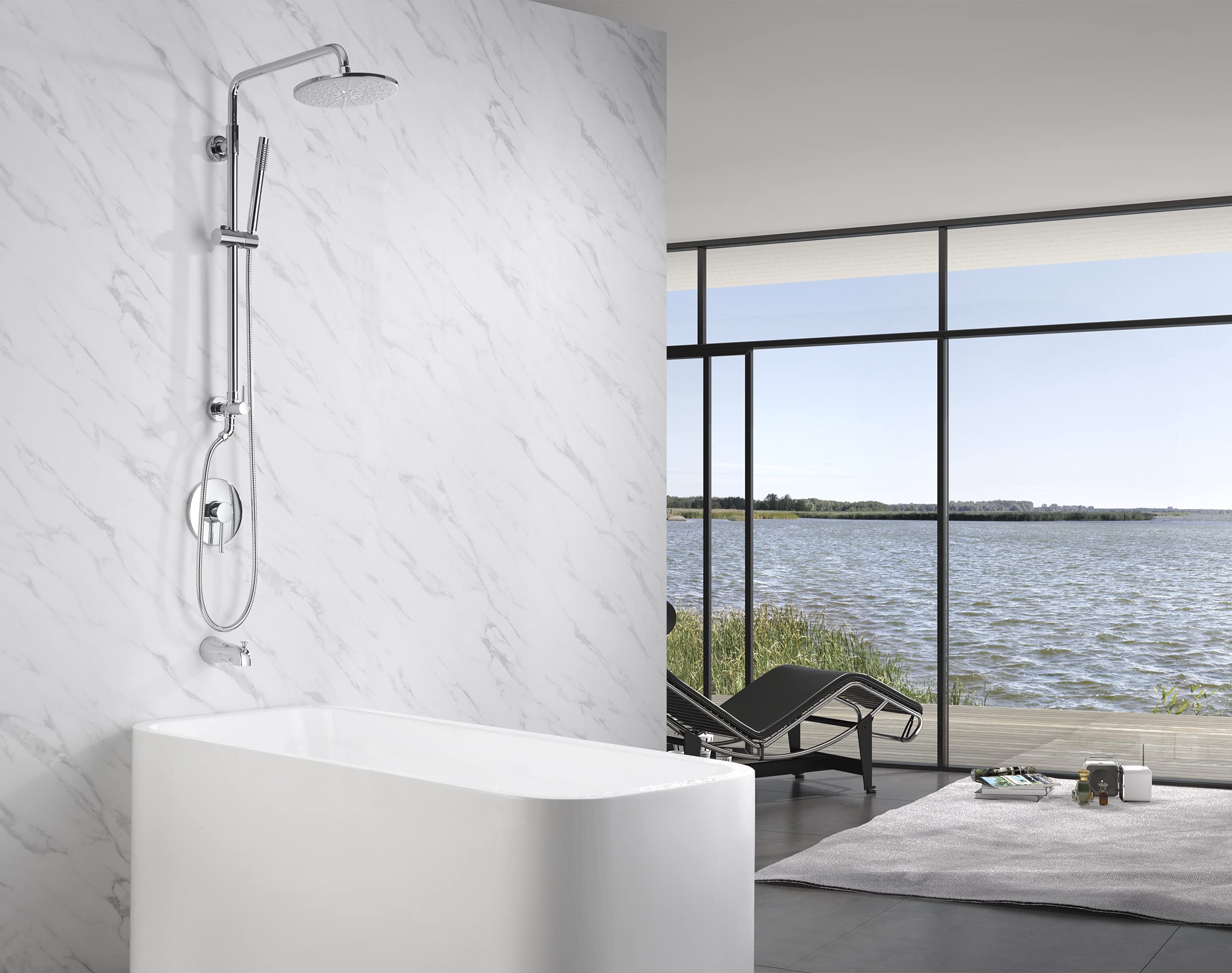 sumerain Retrofit Rain Shower Heads System with 9 Inch Shower Head 2.5GPM, Chrome Finish