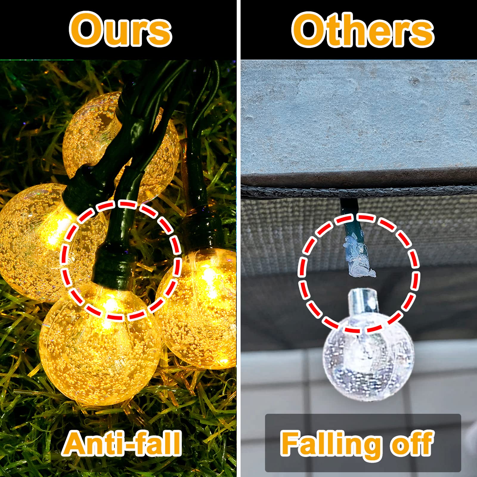 SUWITU Solar String Lights Outdoor, 23.6 ft 60 LED Garden Lights Solar Powered Waterproof Hanging Solar Lights for Indoor/Outdoor, Tree, Patio, Yard, Fence, Gazebo, Wedding Party