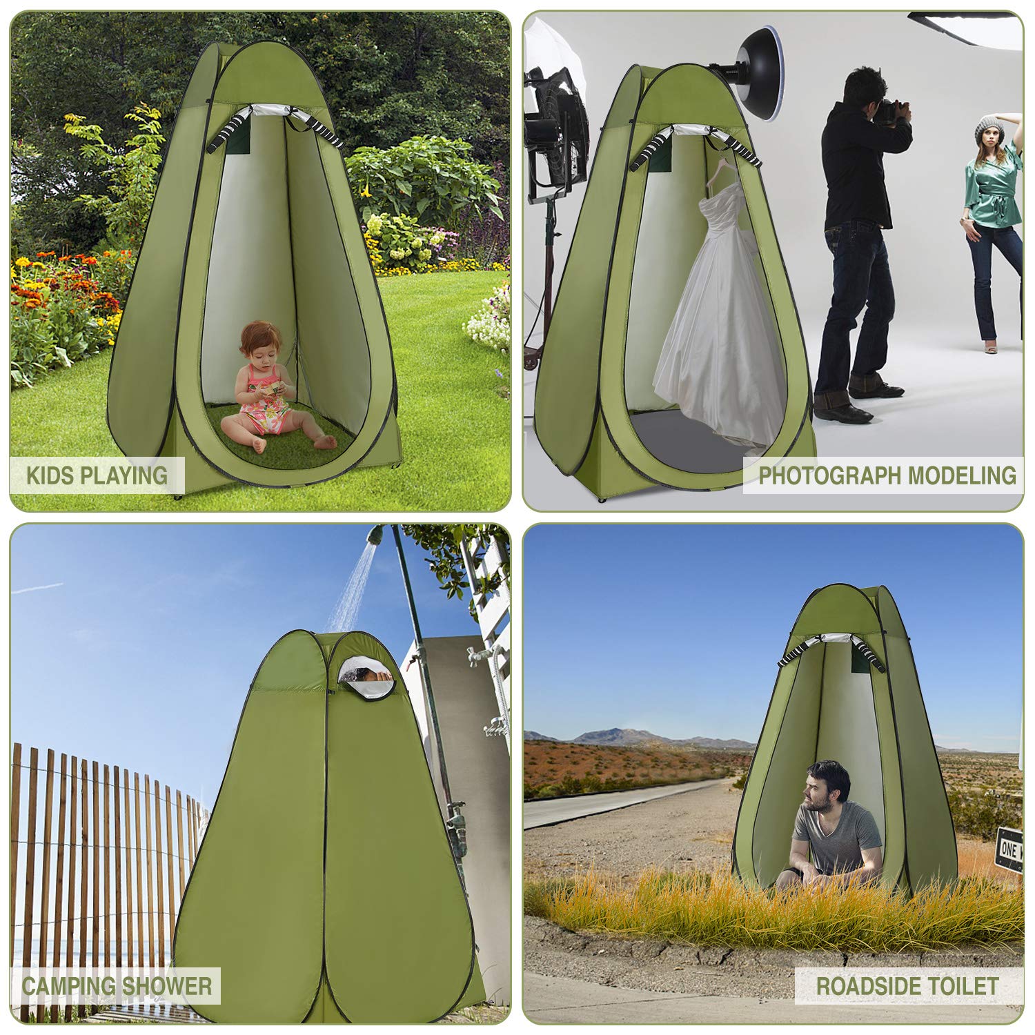 Lixada Outdoor 6FT Quick Set Up Privacy Tent Pop-up Tent, Toilet, Camp Shower, Portable Changing Room for Camping Shower Biking Toilet Beach