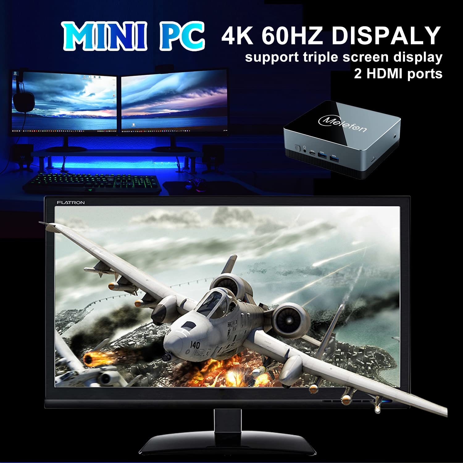 Melefon Mini PC Intel Celeron N5105 (4C/4T, 4M Cache, Up to 2.9GHz),8GB RAM+256GB, Windows 10 Mini Computer Small Desktop Triple Display, 4K UHD, Storage Upgrade, WiFi/BT, Home/Office