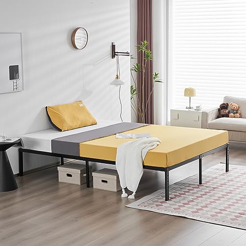 Volowoo Metal Bed Frame,Simple Metal Platform Bed Frame, Storage Space Under The Bed Heavy Duty Frame Bed, Durable Bed Frame, Suitable for Bedroom (Bed Height 14", Cal-King)