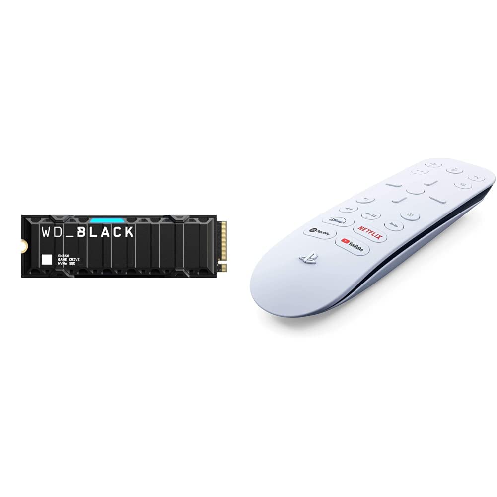 WD_BLACK 2TB SN850 NVMe SSD for PS5 Consoles Solid State Drive with Heatsink - Gen4 PCIe, M.2 2280, Up to 7,000 MB/s - WDBBKW0020BBK-WRSN & Playstation Media Remote