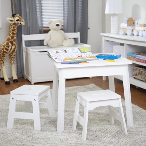 Melissa & Doug Wooden Square Table (White) - Kids Table, Children's Furniture, Play Table for Kids Crafts, Kids Activity Table