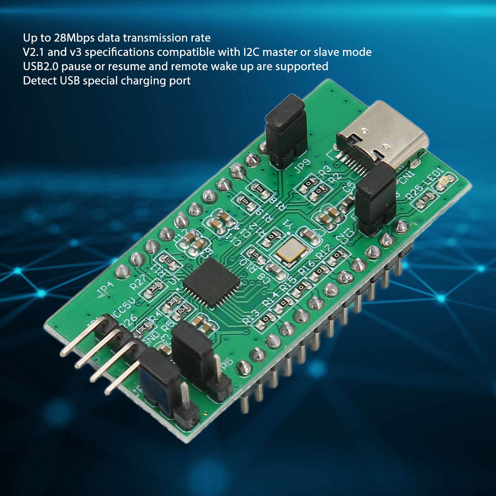 USB Download Module, High Speed USB 2.0 Chip 28Mbps Transmission USB Micro Controller Development Board for Industrial