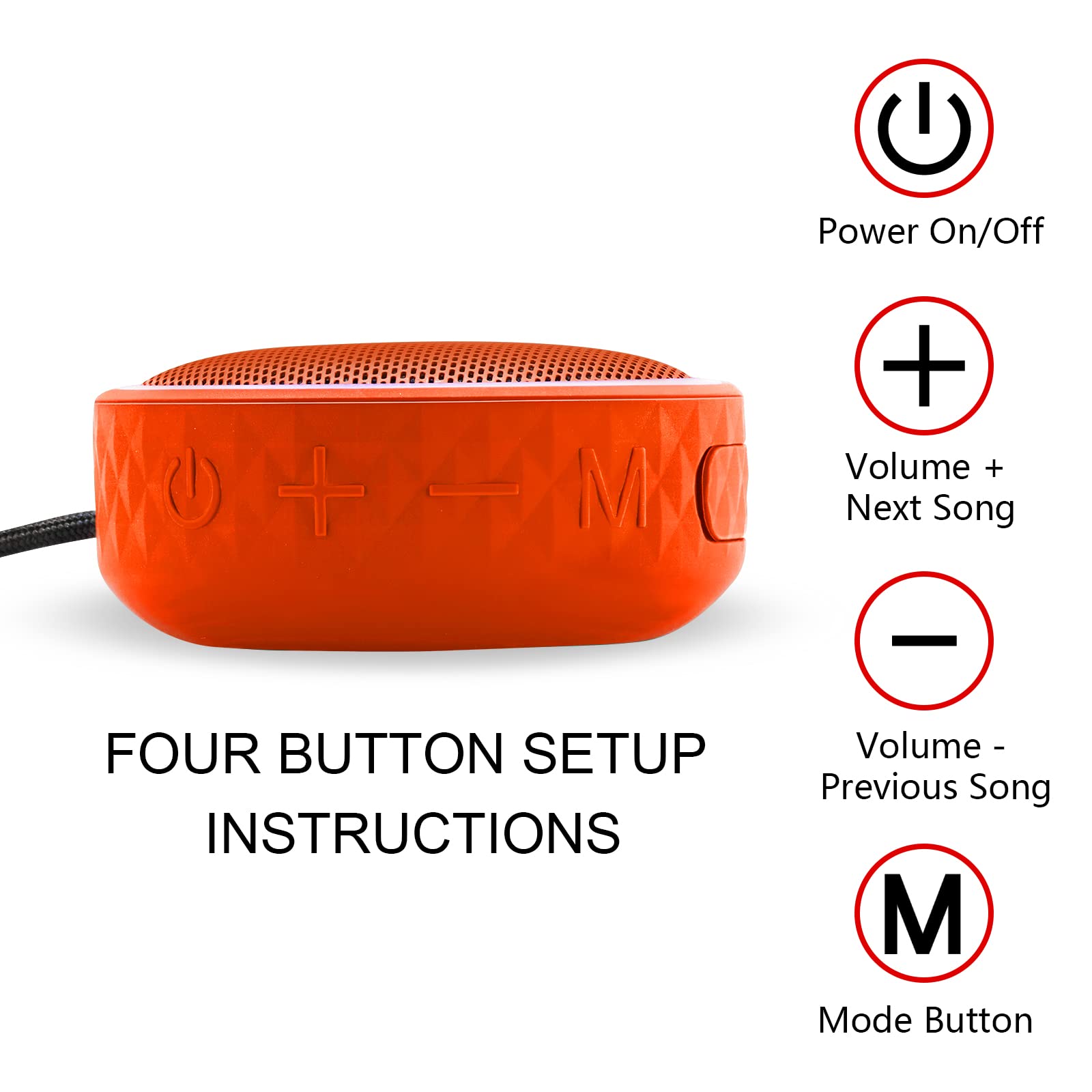 KVV Portable Bluetooth Speaker for Golf Push Cart, Durable & Portable Bluetooth Speaker speaker for golfing, outdoor and travel，IPX6 Waterproof, TWS & TF Card Function(Red)