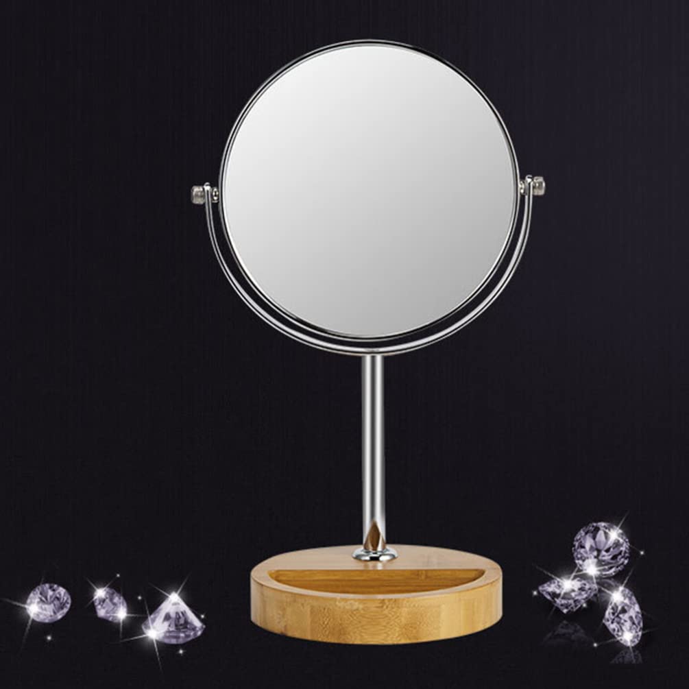 Vanity Mirror Mirrors Bamboo Makeup Double Sided Beauty Mirror with Storage Tray Wood Desktop Beauty Cosmetic Mirror for Ladies Lighted Lighted