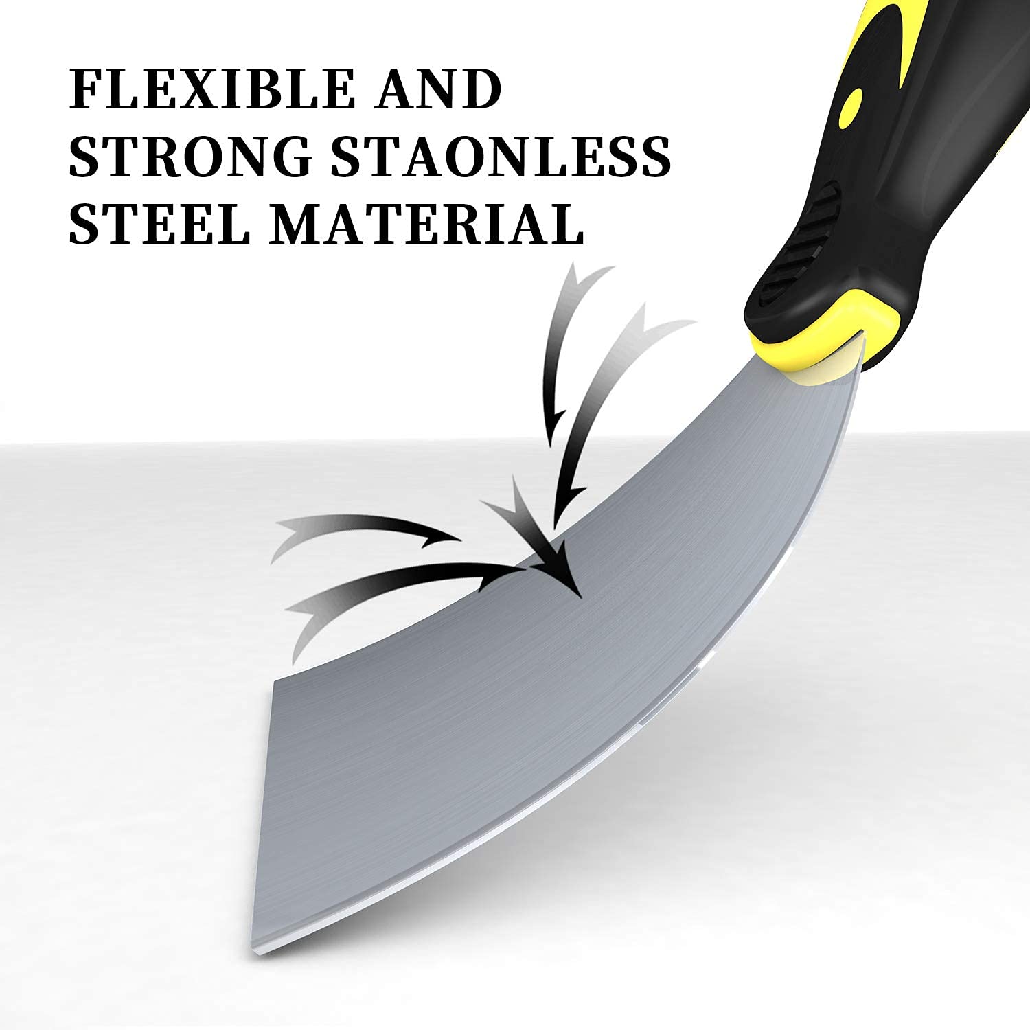 Putty Knife Scrapers, Spackle Knife, Metal Scraper Tool for Drywall Finishing, Plaster Scraping, Decals, and Wallpaper (4 Pack, 5β, 4β, 3β, 1.5β Wide)