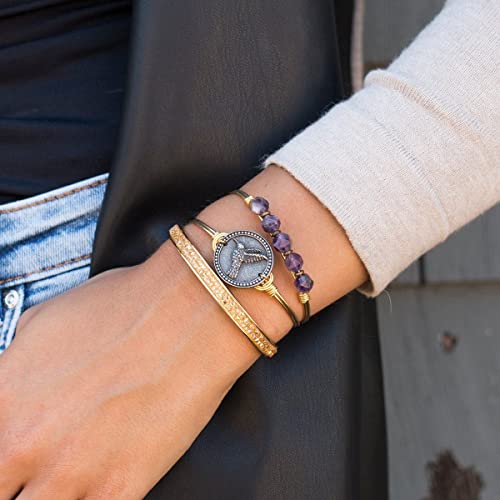 Luca + Danni Hummingbird Bangle Bracelet For Women - Silver Tone Regular Size Made in USA