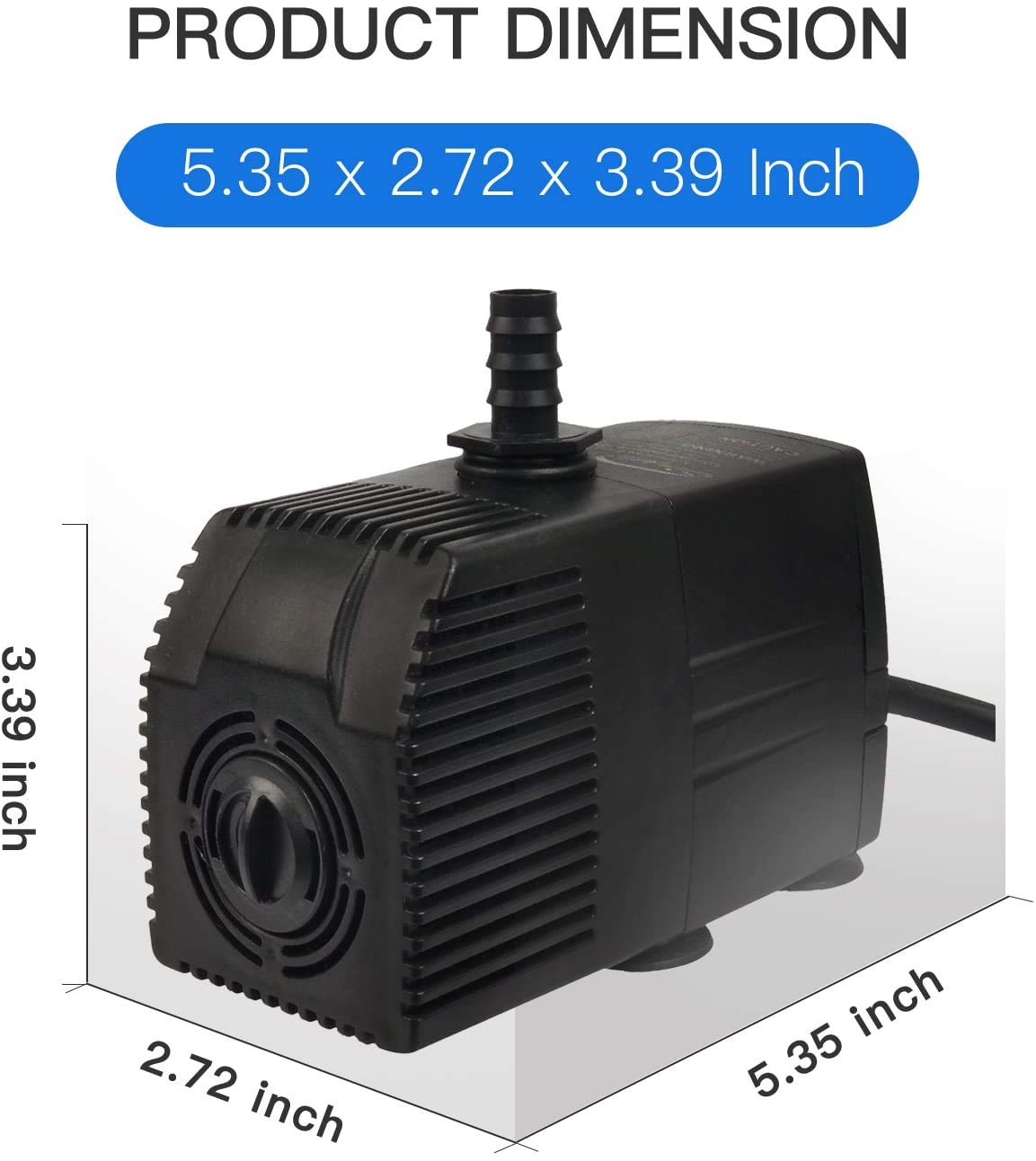 Simple Deluxe 400 GPH Submersible Pump(1500L/H 54W) with 15' Cord for Fish Tank, Hydroponics, Fountains, Ponds, Statuary, Aquariums, Black