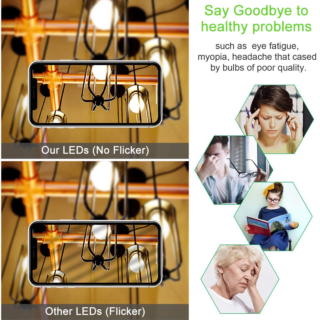 LED Light Bulbs 75 Watt Equivalent, 800 Lumen A19 LED Lightbulbs, 9W LED Energy Saving Lamp, 5000K Daylight White, E26 Medium Base, Non-Dimmable, 4 Pack