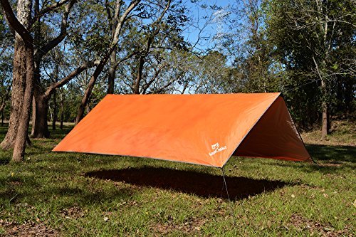 Lone Wolf 10.5' x 10.5' Lightweight Hammock Rain Fly Tent Tarp Water Proof Camping Shelter Ripstop Material UV Protection Sand Resistant Beach Blanket Essential Survival Gear (Desert Storm Camo)