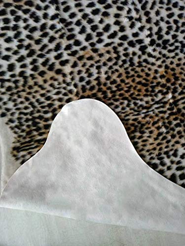 Leopard Area Rug Animals Printed Hide Mats Faux Fur Cowhide Skin Carpet for Home Office, Livingroom, Bedroom, 5.2ft x 6.5ft (160 x 200cm)