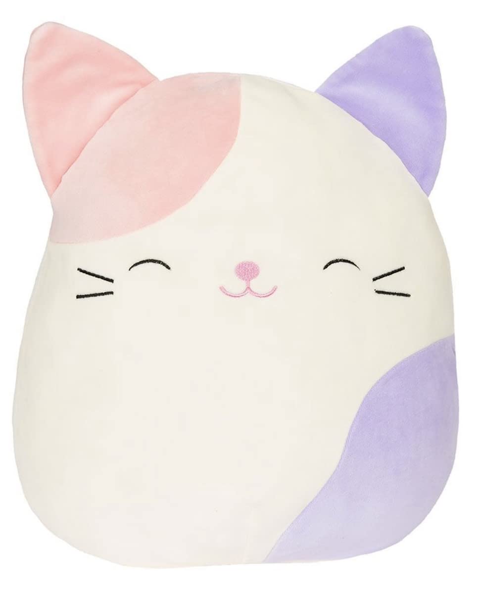 Squishmallows 11 Inch Carlota Calico Cat Plush - White with Purple and Pink Parches - Summer Squad Stuffed Animal Plush