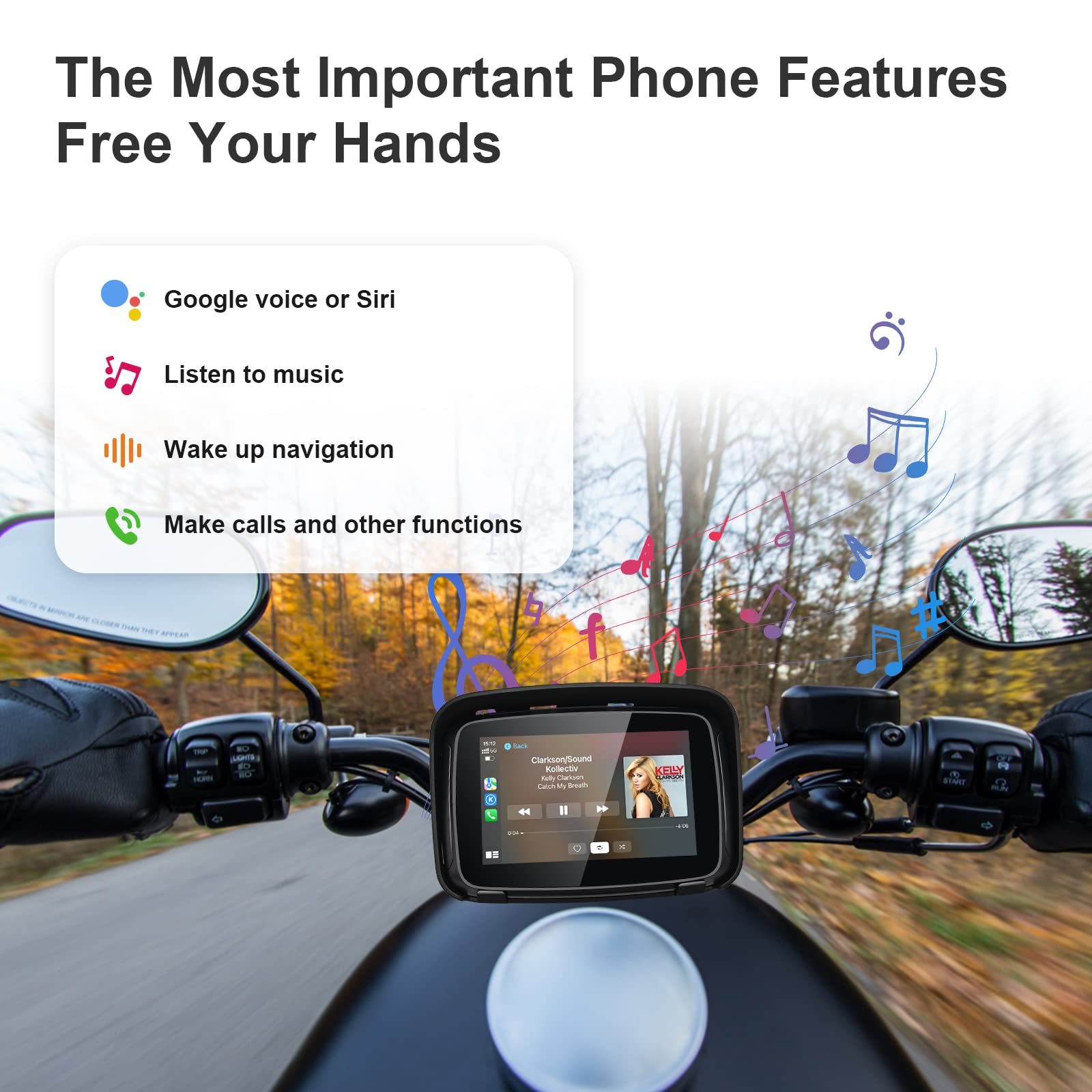 LBW Professional Wireless Apple Carplay/Wireless Android Auto Touchscreen for Motorcycle, 5 Inch Portable Motorcycle GPS Navigation System Via Car Play/Android Auto, IPX7 Waterproof, 5G Dual Bluetooth