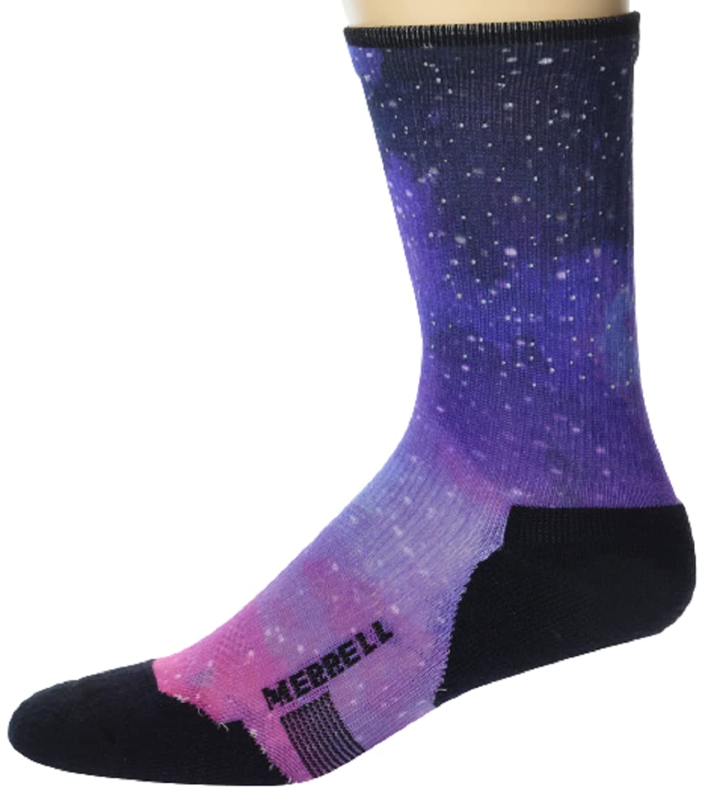 Merrell Adult's Thermal Trail Running Crew Socks-Unisex Lightweight Warmth and Breathable Mesh, Purple, M/L (Men's 9.5-12 / Women's 10-13)
