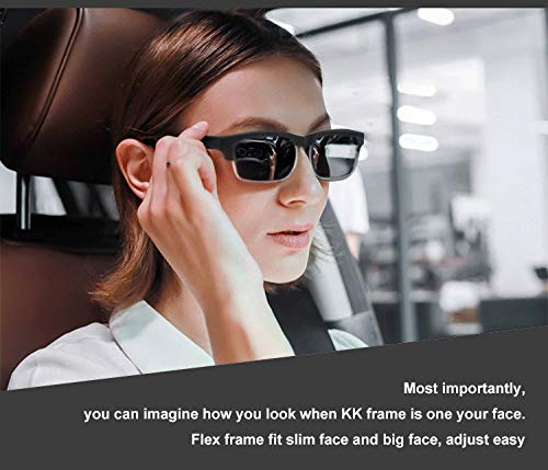 KENTKING Smart Glasses With Open Ear Headset Wireless Bluetooth Audio Sunglasses Music&Hand-Free Calling Unisex Polarized Shades Compatiable for All Smart Device (Black/Frame Gold)