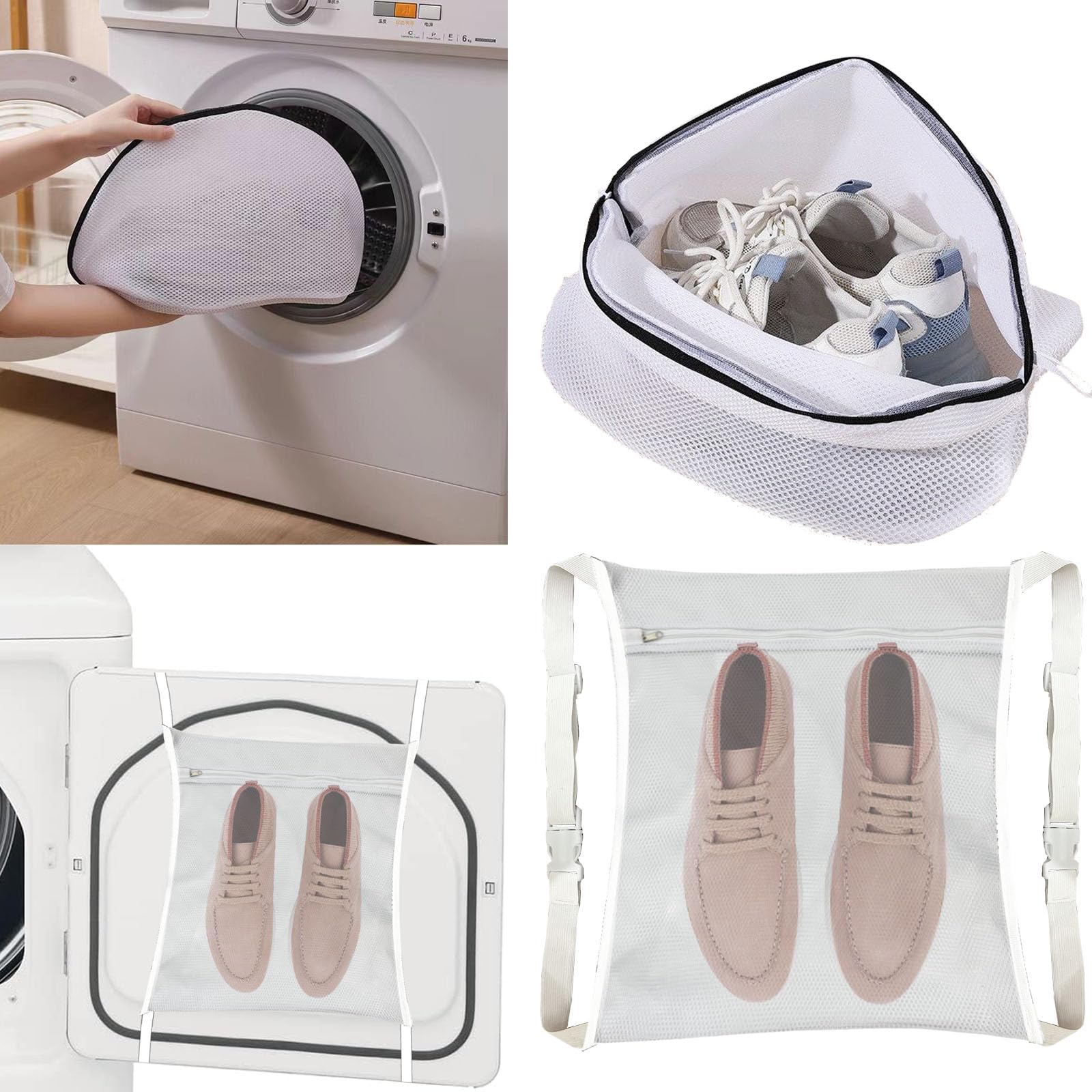 Sneaker Dryering & Washing Machine Bag, Dryer for Shoes, Clothing & Laundry - Elastic Strap Adjuster for Most Dryers Machines Door in Laundry Room, Easy Installation (Style 2)