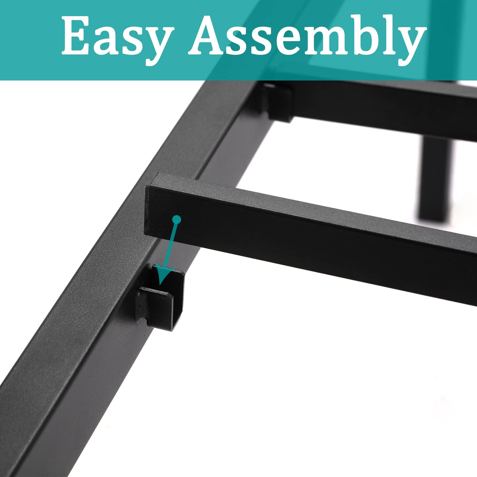 Kydins Full Bed Frame with Headboard Compatible Storage No Box Spring Needed Size Black Heavy Duty Metal Platform Bedframe No Box Spring Needed 18 Inch High