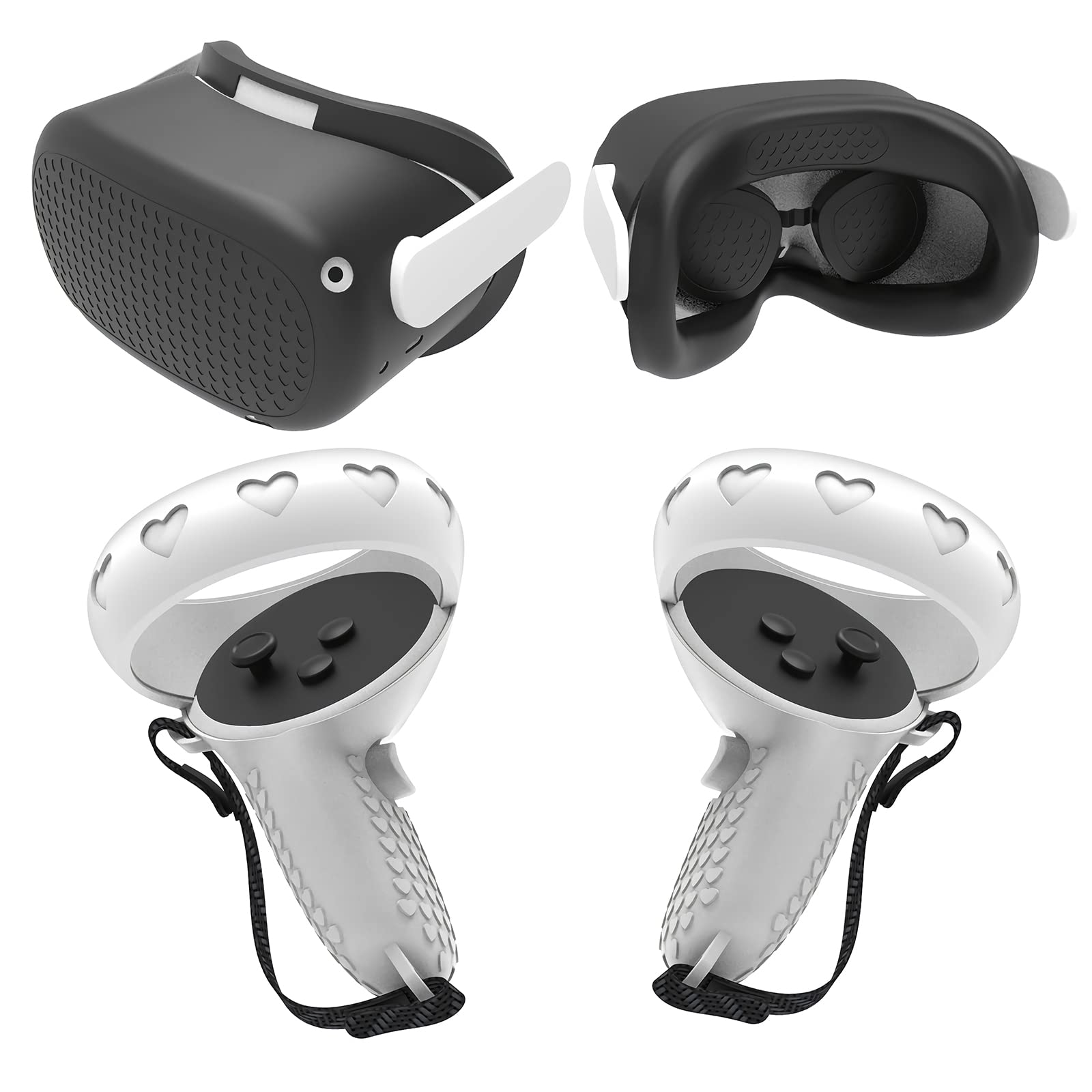 Silicone Cover Set for Oculus Quest 2, Ubitree Virtual Reality Headset Protection Include Headset Cover and Controller Grip, Face Cover, Lens Protector Cover, Shakes Stick Caps
