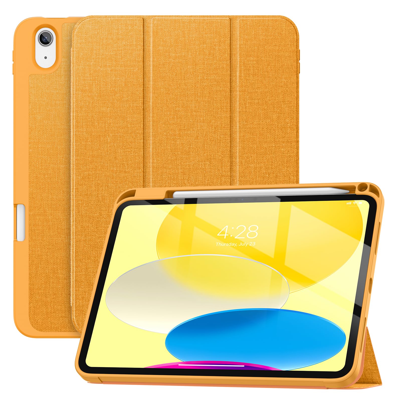 Soke New iPad 10th Generation case 2022 10.9 Inch with Pencil Holder - [Full Body Protection + Auto Wake/Sleep+ Soft TPU Back Cover], Book Black
