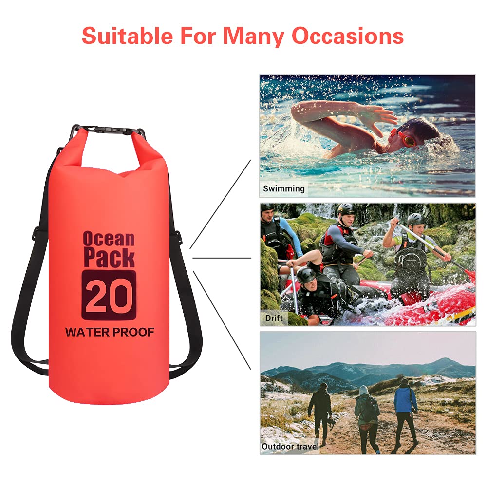 Modern-Depo Waterproof Backpack for Kayaking Camping Swimming Hiking Boating Floating Canoeing (20L, Orange)