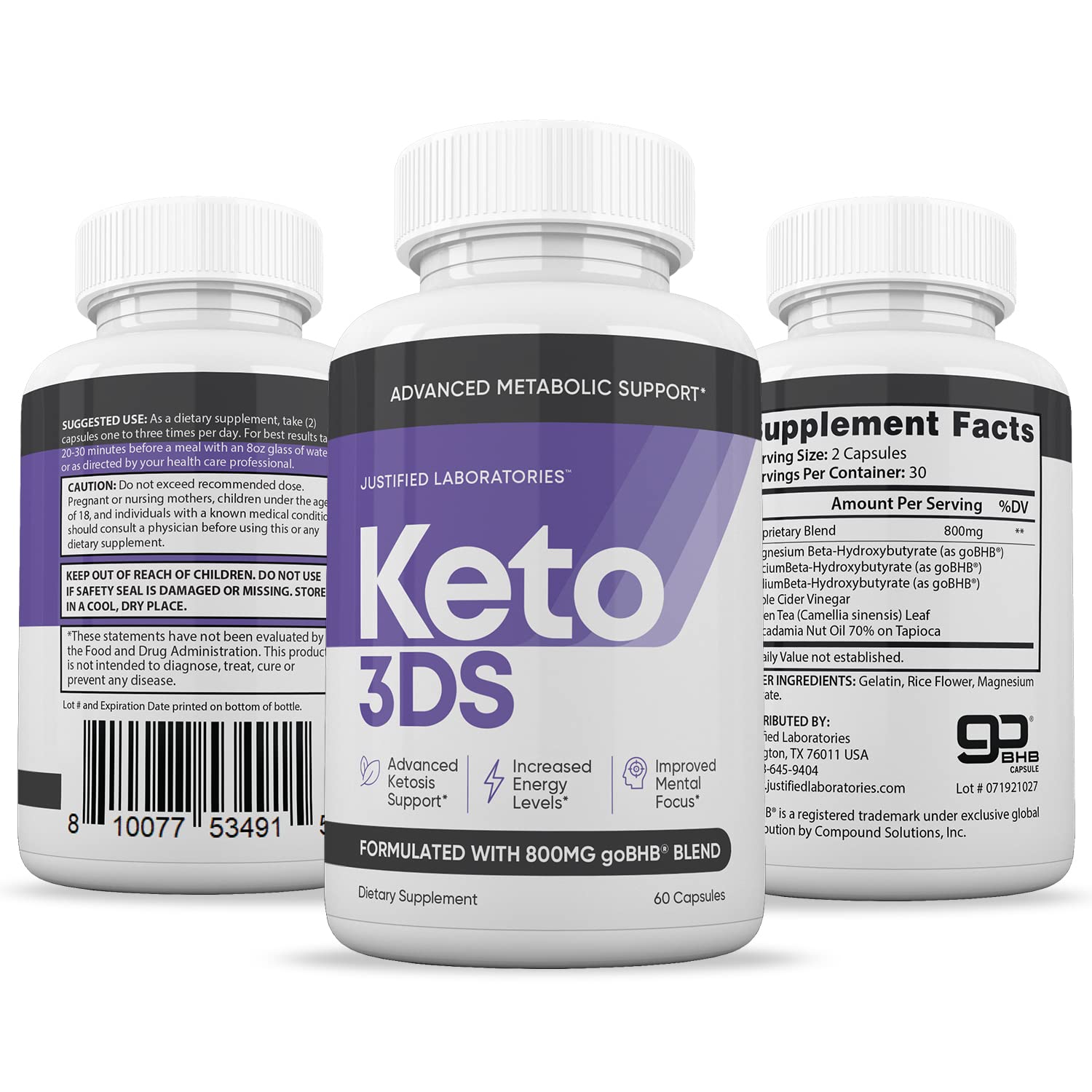 Keto 3DS Pills Includes Apple Cider Vinegar goBHB Exogenous Ketones Advanced Ketogenic Supplement Ketosis Support for Men Women 60 Capsules