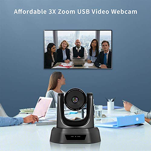 Video Conference Camera 3X Optical Zoom Full HD 1080p HD-SDI HDMI USB PTZ Conference Room Camera for Business Meetings and Conference Microphone Omnidirectional Spaeker