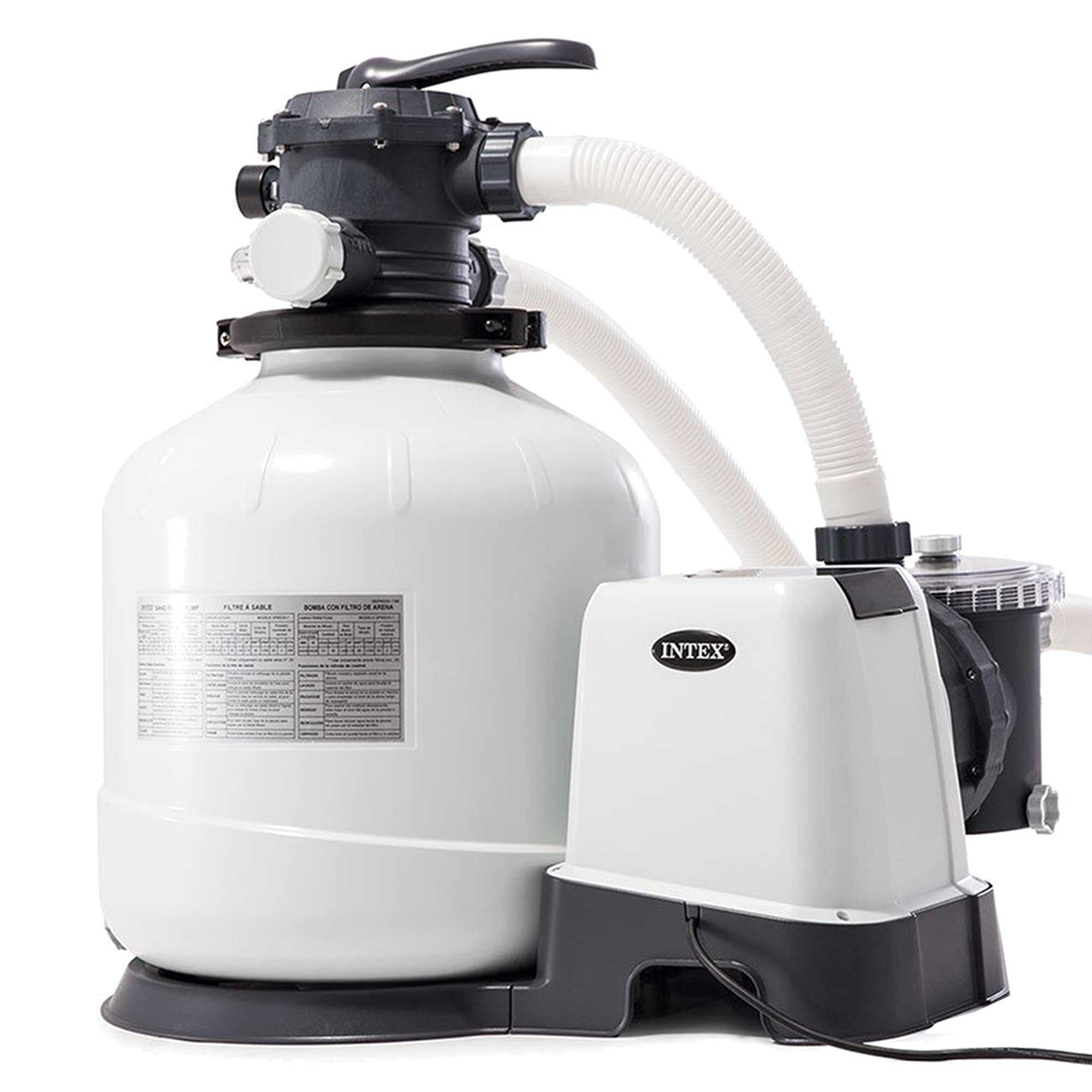 Intex 3000 Sand Filter Pump with Built-in Timer and Automatic Vacuum Cleaner Maintenance Kit for above Ground Outdoor Swimming Pools