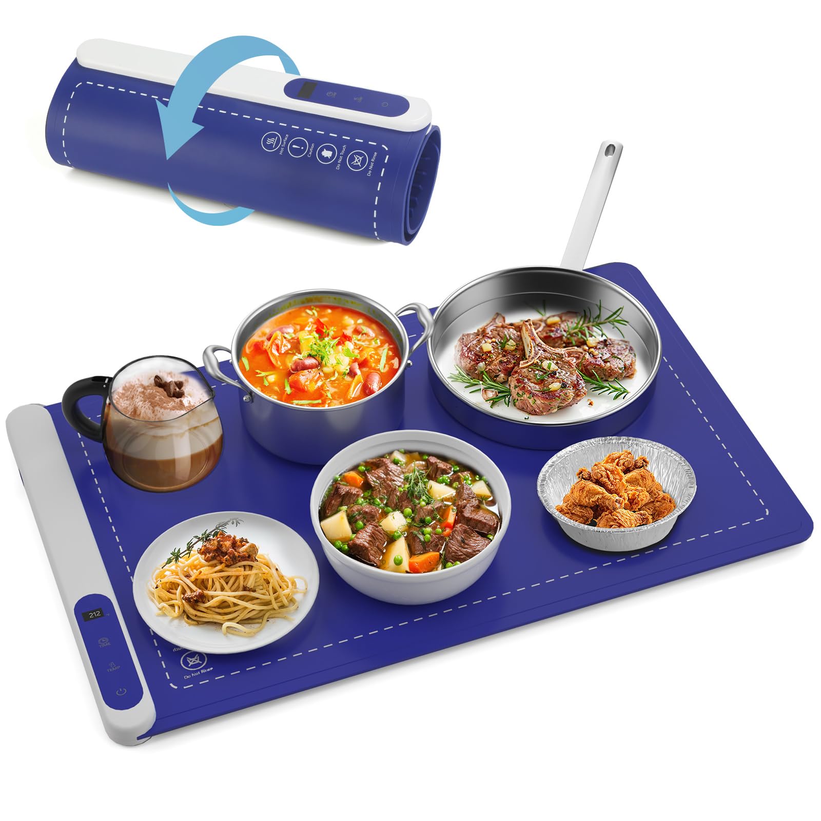 WYNESS Warming Trays for Buffets Party with 6 Temperature Settings, Warming Mat for Food with Full Surface Heating, Rollable & Portable Food Warmer with Auto Shut-Off, Black