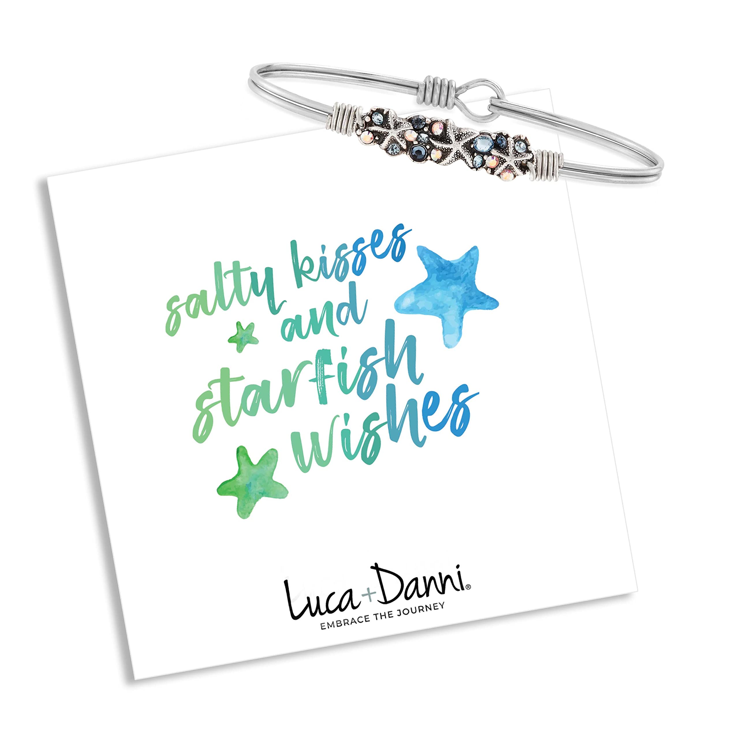 Luca + Danni | Starfish Medley Bangle Bracelet For Women - Silver Tone Petite Size Made in USA