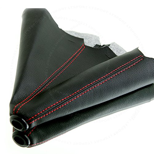 LT Sport Black Manual Transmission Gear Shift Knob Stick Shifter Boot Cover Red Stitch