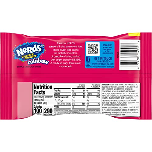 Nerds Gummy Clusters Candy, Rainbow, 3 Ounce Pouches (Pack of 12)