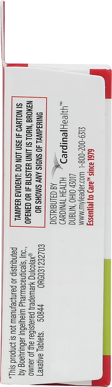 Leader Gentle Laxative, Bisacodyl USP 5 mg, 10 Enteric Coated Tablets (Pack of 4)