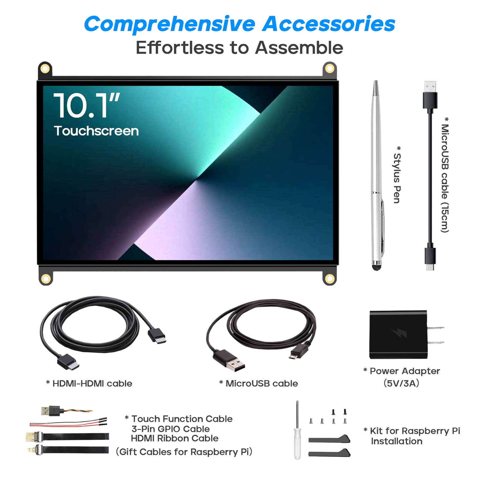 Raspberry Pi Screen,NORSMIC 10.1ββ Touchscreen Monitor,IPS FHD 1024Γ600, Responsive and Smooth Touch,Dual Built-in Speakers,HDMI Input,Compatible with Various Devices and OS,Easy Assembly,Driver Free