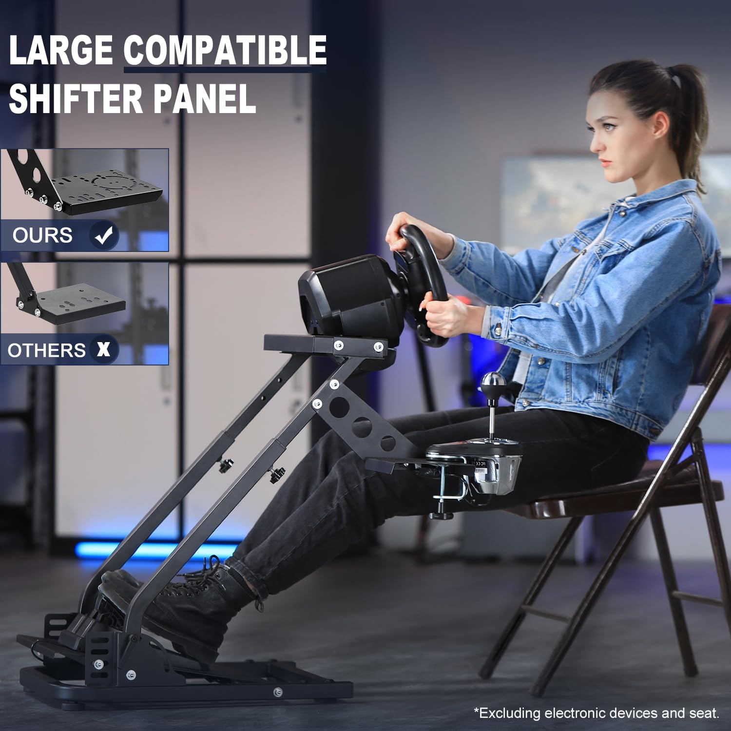 Marada G29 Racing Wheel Stand Height Adjustable,Foldable,Made of Carbon Steel, Can Install Both Shifter and Handbrake,Racing wheel, Support for Logitech G25 G27 G920,Thrustmaster T300RS