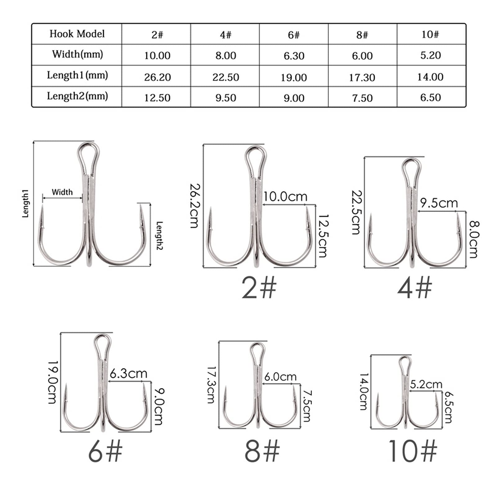 mogen886 50Pcs Fishhook Portable Sharp Anti-Corrosion Treble Fish Hook Fishing Accessory for Fish Outdoor Black